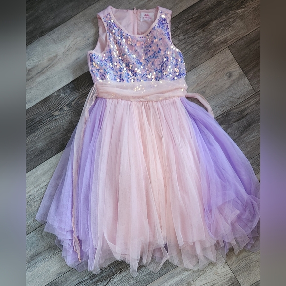Justice | Dresses | Justice Girls Pastel Sequin Tulle Fit Flare Dress ...